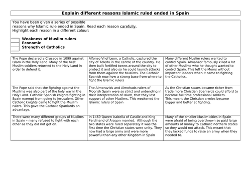 Islamic Invasion of Spain L5 | Teaching Resources