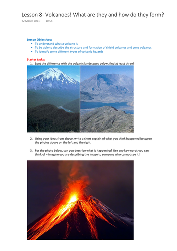 KS3 Geography:Tectonics and Hazards SoW / work booklet - volcanos ...