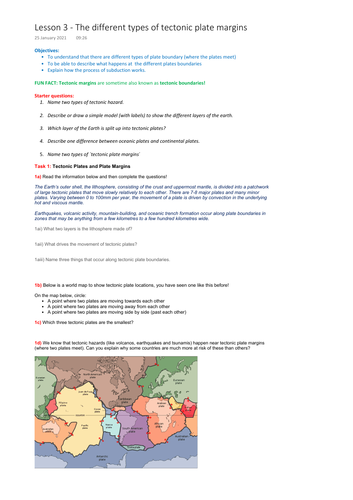 KS3 Geography:Tectonics and Hazards SoW / work booklet - volcanos ...