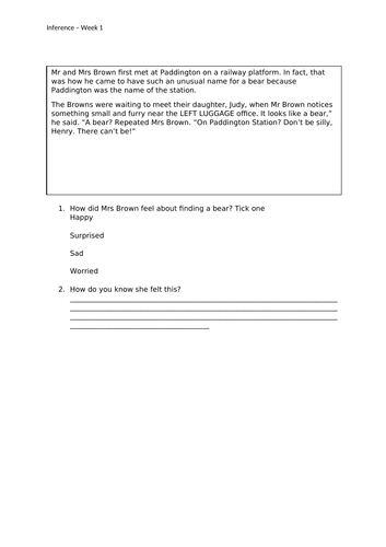 Paddington Reading Comprehension Pack | Teaching Resources