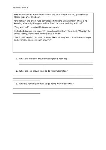 Paddington Reading Comprehension Pack | Teaching Resources