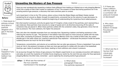 Guided reading task - Gas Pressure | Teaching Resources