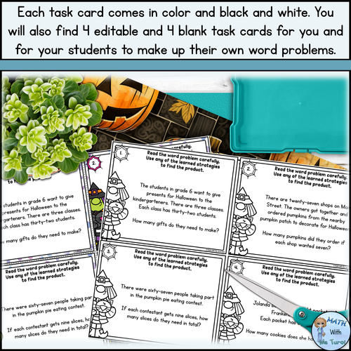 Halloween Multi-Digit Multiplication Word Problem Task Cards With ...