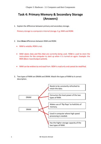 AS Computer Science - Unit 3 Hardware - 3.1 Computers and their Components | Teaching Resources