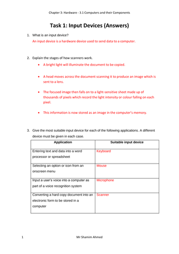 AS Computer Science - Unit 3 Hardware - 3.1 Computers and their Components | Teaching Resources