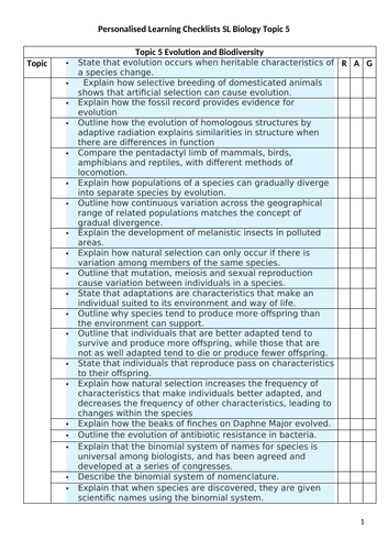 IB Biology (SL) Topic 5: Evolution and Biodiversity (Complete ...