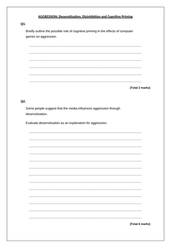 DESENSITISATION, DISINHIBITION AND COGNITIVE PRIMING [A-Level ...