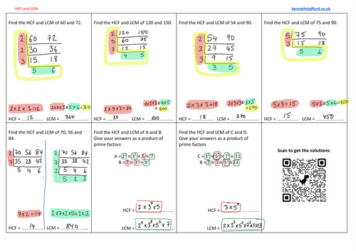 Highest Common Factor and Lowest Common Multiple (HCF and LCM ...