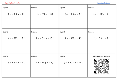 Expanding Double Brackets | Teaching Resources