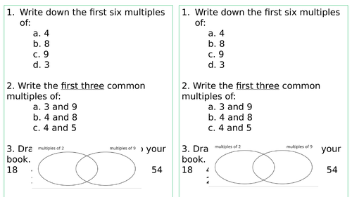 Year 5 Common Multiples Lesson | Teaching Resources