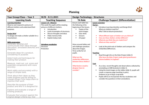 DT - Shelter building set of lessons | Teaching Resources