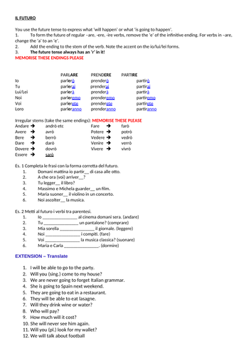 Vacanze Future & Ideali - Full range of tenses Italian- past, future ...