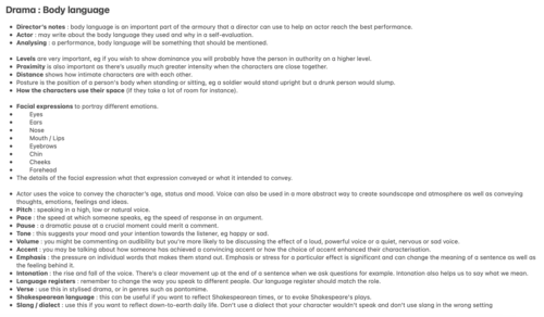 Body Language notes | Teaching Resources