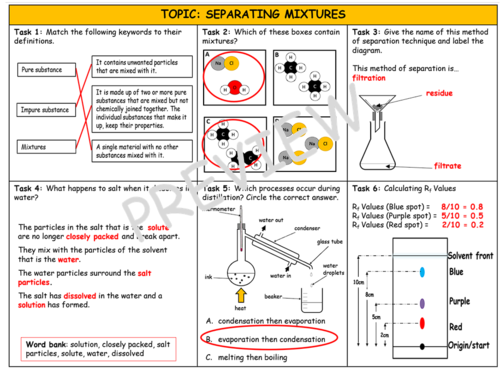 Separating mixtures assessment | Teaching Resources