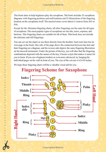 Basic Saxophone Fingering Chart: for Soprano, Alto, Tenor, Baritone ...