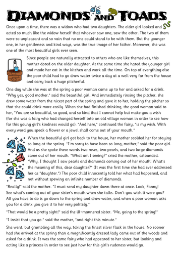Diamonds and Toads Charles Perrault | Teaching Resources