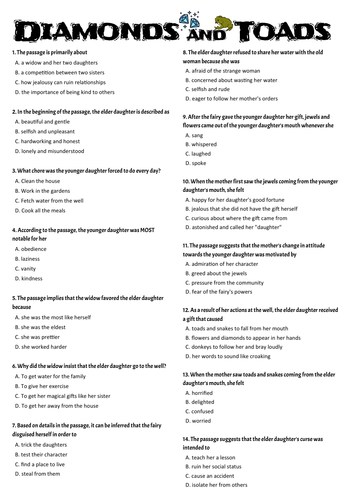 Diamonds and Toads Charles Perrault | Teaching Resources