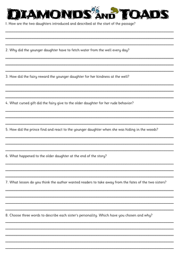 Diamonds and Toads Charles Perrault | Teaching Resources