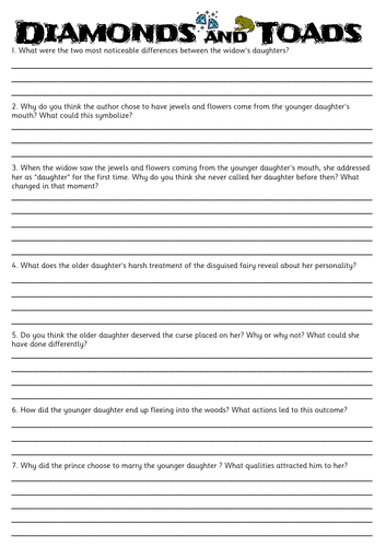 Diamonds and Toads Charles Perrault | Teaching Resources