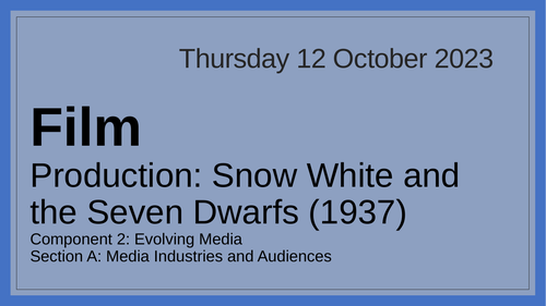 OCR A Level Media Studies Film (Snow White and Shang-Chi) | Teaching ...