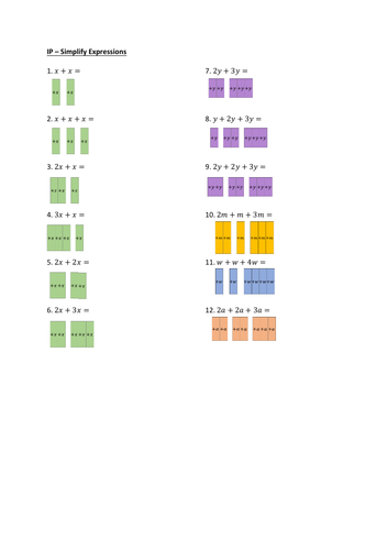 Simplify Expressions by Collecting Like Terms (Using Algebra Tiles ...