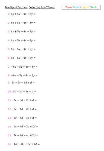 Simplify Expressions by Collecting Like Terms (Using Algebra Tiles ...