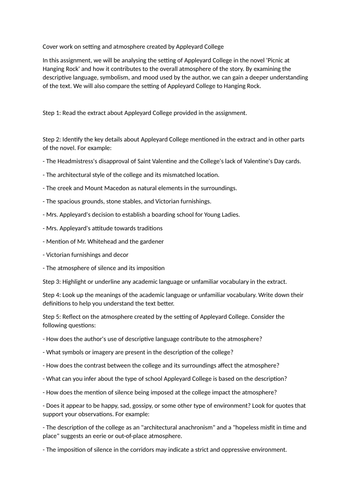 Picnic at Hanging Rock Cambridge 0475 Literature | Teaching Resources