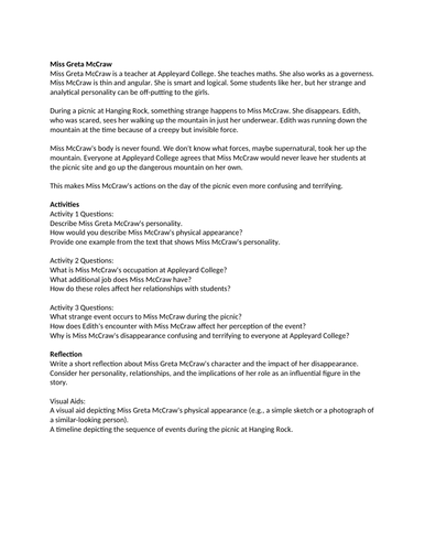 Picnic at Hanging Rock Cambridge 0475 Literature | Teaching Resources