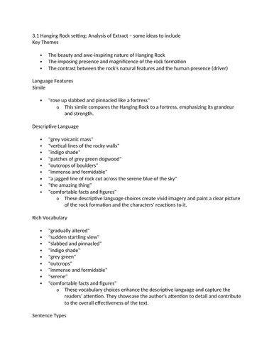 Picnic at Hanging Rock Cambridge 0475 Literature | Teaching Resources