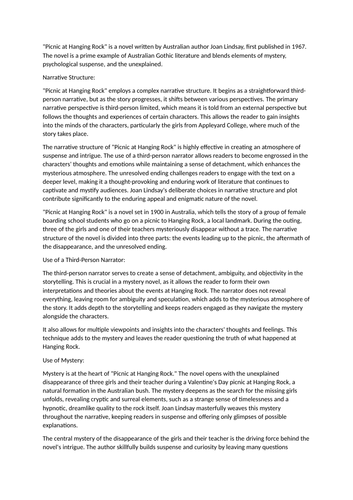 Picnic at Hanging Rock Cambridge 0475 Literature | Teaching Resources