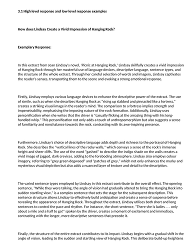 Picnic at Hanging Rock Cambridge 0475 Literature | Teaching Resources