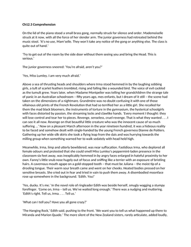 Picnic at Hanging Rock Cambridge 0475 Literature | Teaching Resources