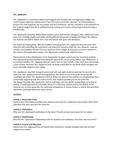 Picnic at Hanging Rock Cambridge 0475 Literature | Teaching Resources