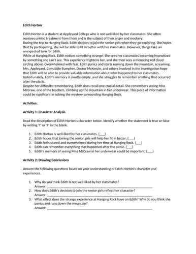 Picnic at Hanging Rock Cambridge 0475 Literature | Teaching Resources