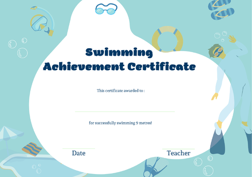 Playful Swimming Certificate - Meter Achievements | Teaching Resources