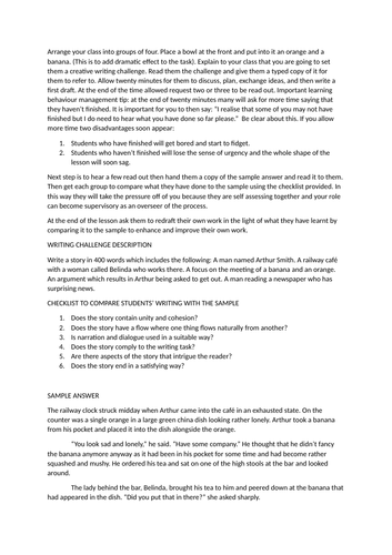 group creative writing challenge with sample answer | Teaching Resources