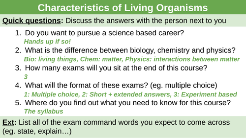 Characteristics of Living Things - MRS GREN, Course Info and Effective ...