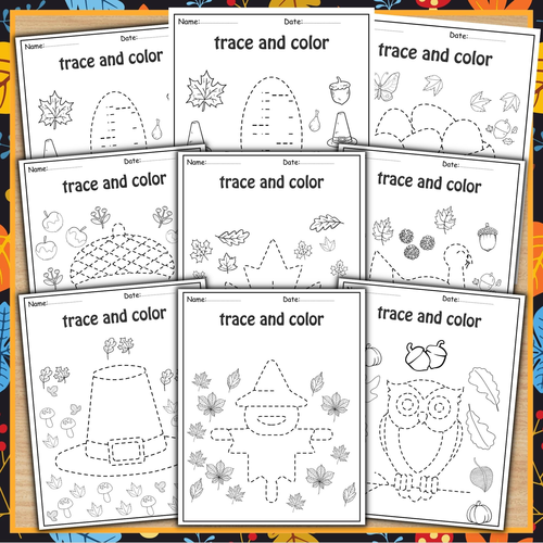 thanksgiving freebies | Autumn tracing - coloring worksheets | fall ...