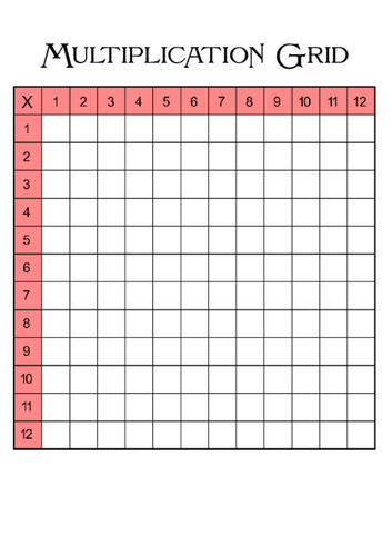 12 x 12 multiplication grid variety of colours | Teaching Resources