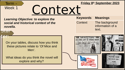 Social and Historical Context Of Mice and Men | Teaching Resources