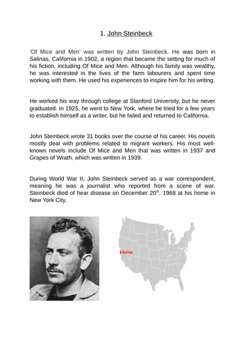 Social and Historical Context Of Mice and Men | Teaching Resources