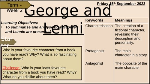 George and Lennie-Of Mice and Men | Teaching Resources