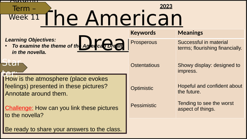 The American Dream Of Mice and Men | Teaching Resources