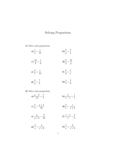 Solving Proportions Worksheet (with solutions) | Teaching Resources