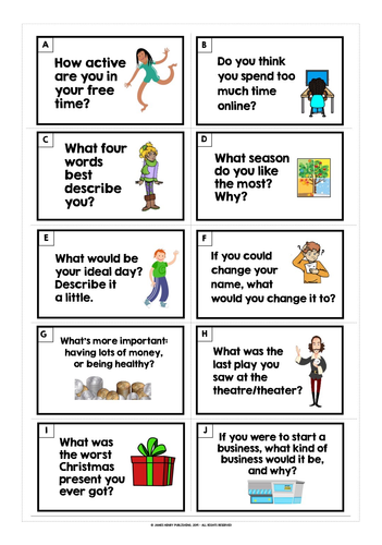 ENGLISH CONVERSATION STARTERS FREEBIE | Teaching Resources