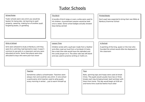 Tudor Schools - KS3 History Tudors | Teaching Resources