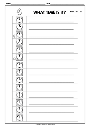 ENGLISH TELLING TIME O'CLOCK WORKSHEETS FREEBIE | Teaching Resources