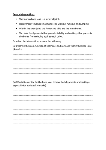 The Skeletal and Muscular system IGCSE PE CIE | Teaching Resources