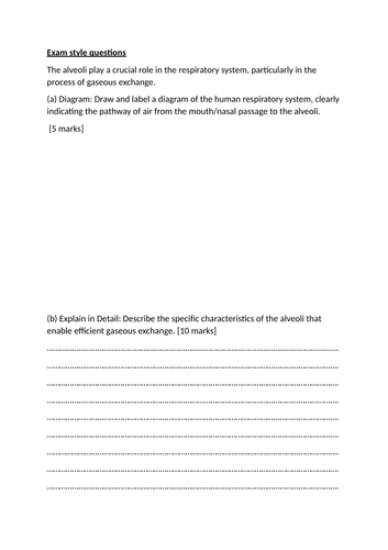 The Respiratory system IGCSE PE CIE Physical Education | Teaching Resources
