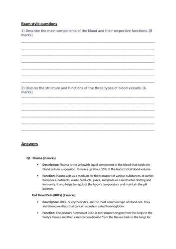 The Circulatory System IGCSE PE CIE Physical Education | Teaching Resources